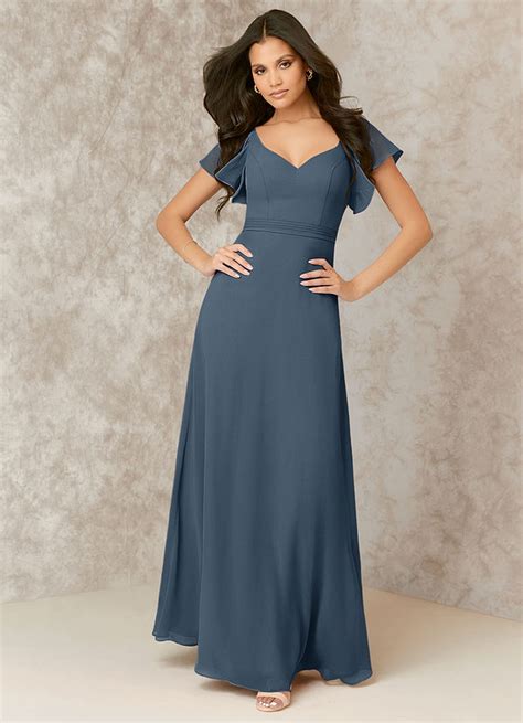 Neptune Flutter Sleeve Chiffon A Line Dress Bridesmaid Dresses Azazie