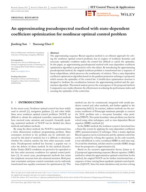 pdf an approximating pseudospectral method with state‐dependent coefficient optimization for