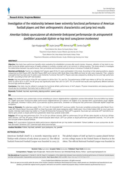 Pdf Investigation Of The Relationship Between Lower Extremity