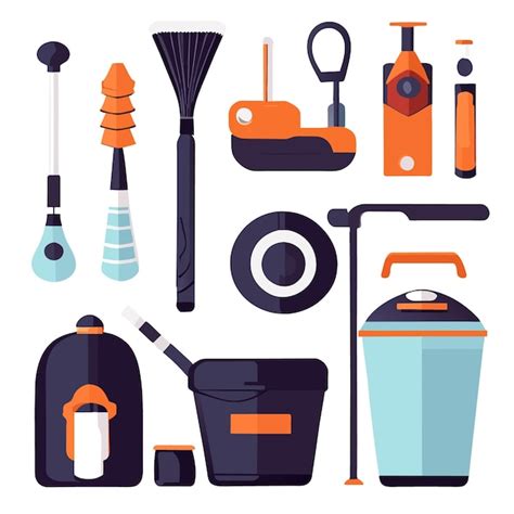 Premium Vector Set Of Cleaning Equipment Of Housekeeping Career