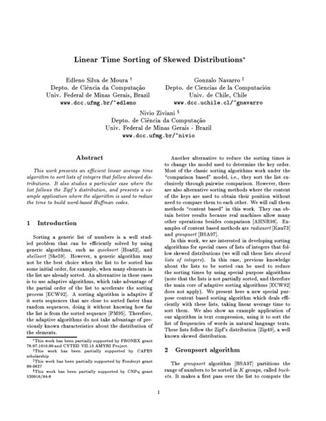 Pdf Linear Time Sorting Of Skewed Distributions