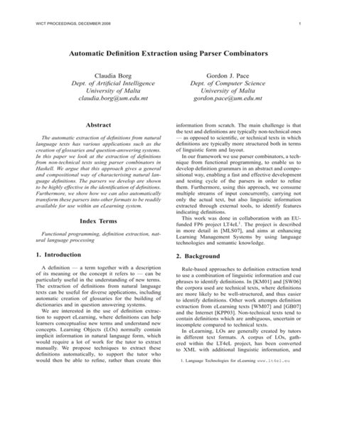 automatic definition extraction using parser combinators