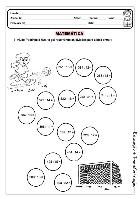 Atividade De Divisão Para O 3º Ano REVOEDUCA