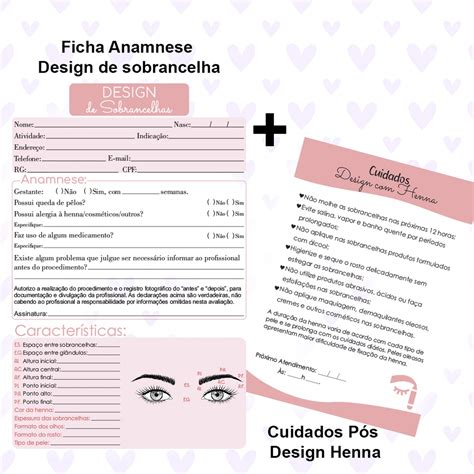 Ficha Anamnese Sobrancelha Cuidados Pós Henna Shopee Brasil