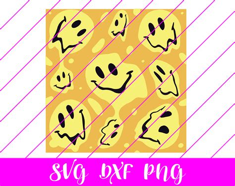 Melting Smiley Svg Files For Cricut Dripping Happy Face Png Svg Shirts