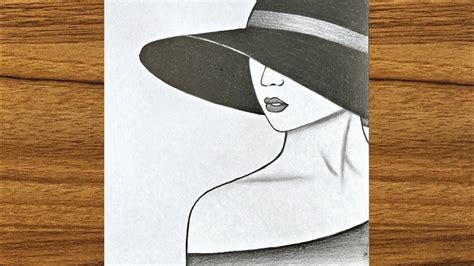 Beautiful Girl With Hat Drawing Easy Drawing Ideas For Beginners