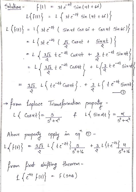 Solved Solve The Laplace Transform Of F T Te T Sin T
