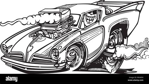 Classic Retro Hot Rod Cars Isolated On Background Cartoon Vector