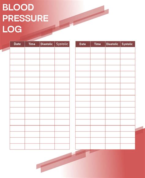 Best Images Of Blood Pressure Log Pdf Printable Printable Blood