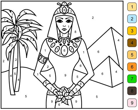 Libro para colorear Pintar por números mujer de Egipto imprimible y en