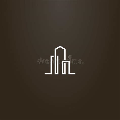 L Nea Simple Muestra Abstracta Del Vector Del Arte De Tres Edificios