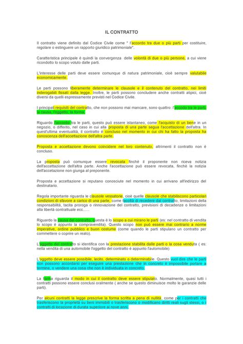 Ist Di Diritto Privato Riassunto IL CONTRATTO Il Contratto Viene
