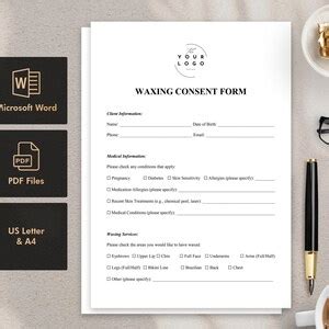 Printable Waxing Consent Form Template Word PDF Fully Customizable