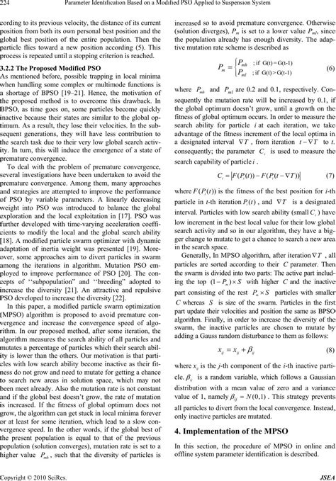 parameter identification based on a modified pso applied to suspension system