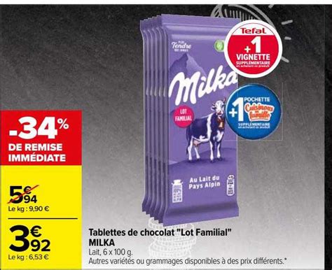 Promo Tablettes De Chocolat Lot Familial Milka Chez Carrefour