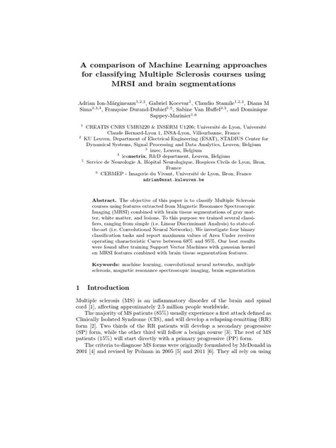 a comparison of machine learning approaches for classifying multiple sclerosis courses using