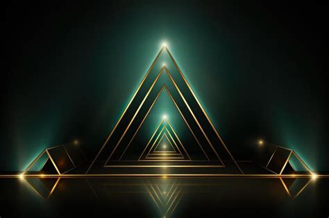 Dibujo de contorno marco de alambre oro y verde geometría abstracta