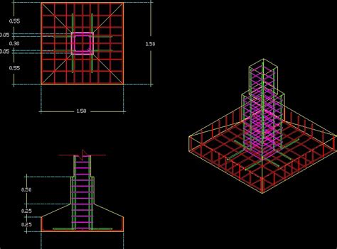 Detalles De Zapatas En AutoCAD Librería CAD