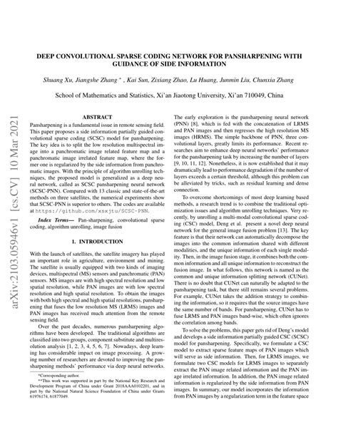 pdf deep convolutional sparse coding network for pansharpening with guidance of side information