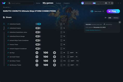 NARUTO X BORUTO Ultimate Ninja STORM CONNECTIONS Cheats Trainers For