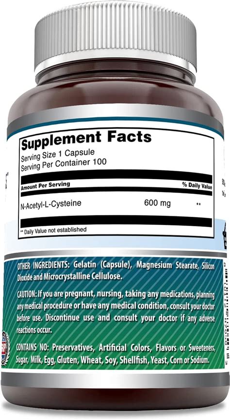 Buy Amazing Formulas NAC N Acetyl Cysteine 600mg 100 Capsules