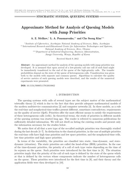 pdf approximate method for analysis of queuing models with jump priorities