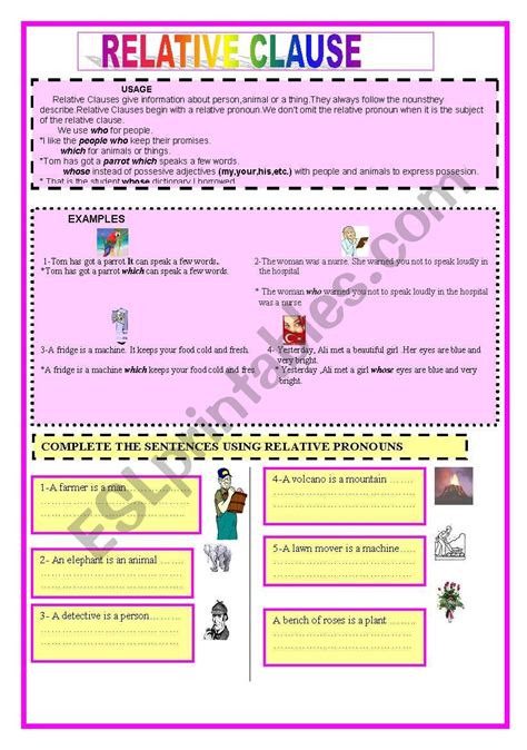 Relative Clauses ESL Worksheet By Cokamak