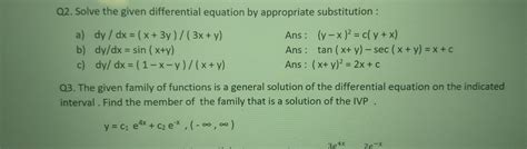 solved q2 solve the given differential equation by