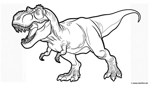 Coloriage facile d un T Rex à Télécharger ou à Imprimer gratuitement