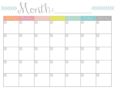 Calendario En Blanco Para Imprimir Gratis