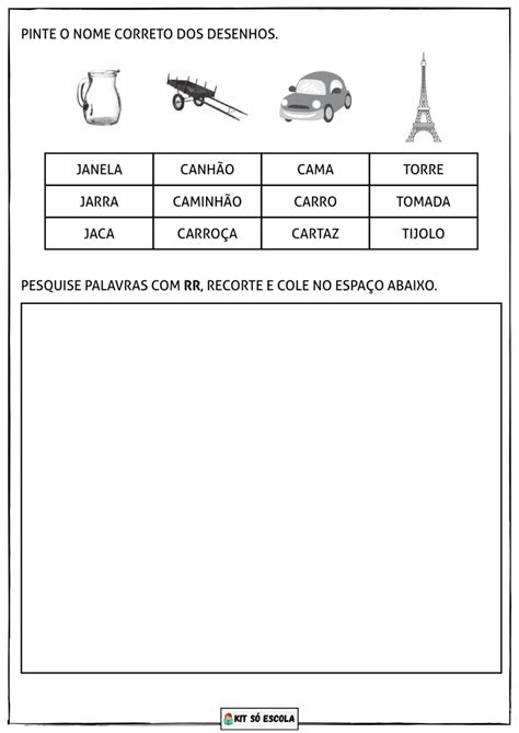 Atividade Pinte o nome correto SÓ ESCOLA