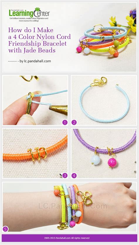 How Do I Make A 4 Color Nylon Cord Friendship Bracelet With Jade Beads