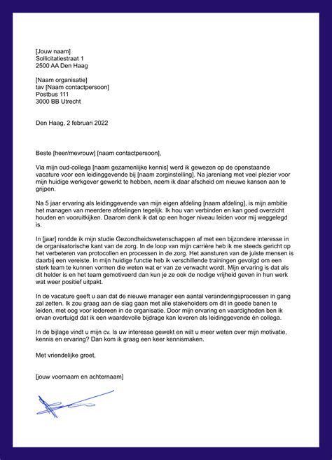 Motivatiebrief Voorbeeld Zorg