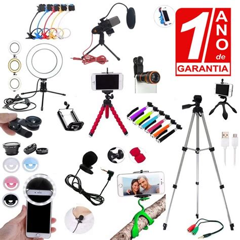 Kit Youtuber Profissional Tripé 1 20 Microfone Pop Filter Ring
