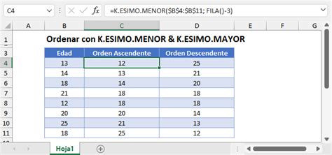 Ordenar Con Funciones K ESIMO MENOR Y K ESIMO MAYOR En Excel Y Google