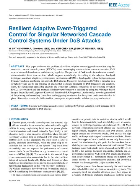 pdf resilient adaptive event triggered control for singular networked cascade control systems