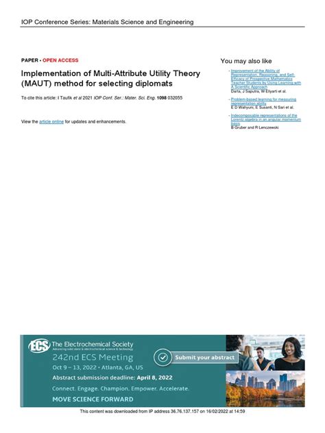 implementation of multi attribute utility theory maut pdf decision making evaluation