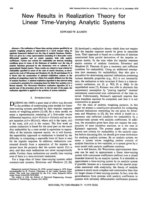 pdf new results in realization theory for linear time varying analytic systems