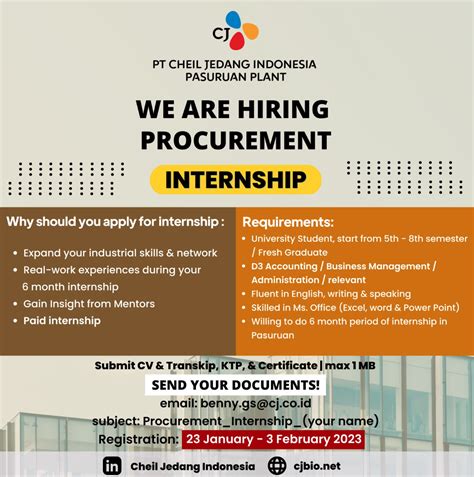 Lowongan Magang PT Cheil Jedang Indonesia