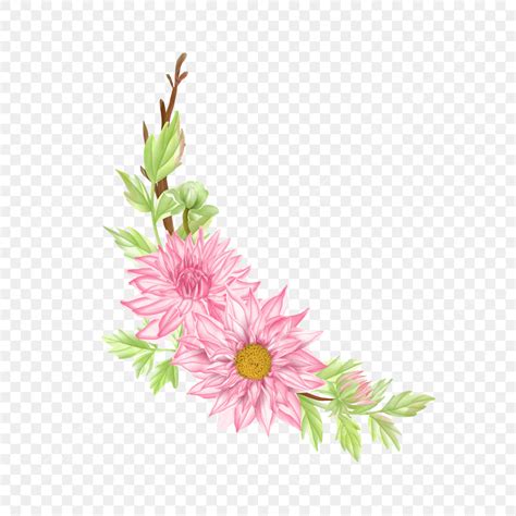 Pink Flower Wreath Hd Transparent Wreath With Watercolor Pink Flowers