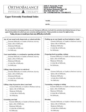 Fillable Online Upper Extremity Functional Index OrthoBalance