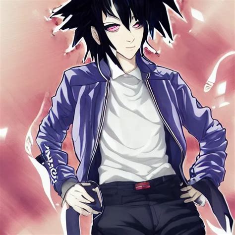 Aloof Anime Man With Spiky Emo Hair Wearing Jock Stable Diffusion