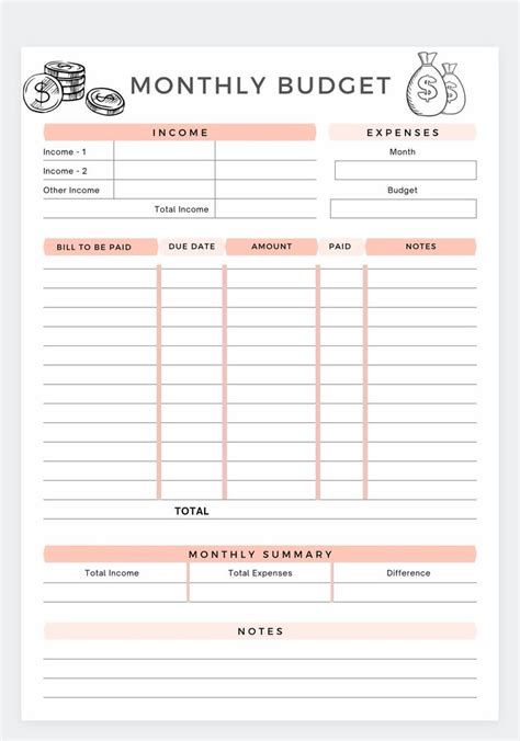 Peachy Monthly Budget Planner Financial Planning Budget Binder Finance