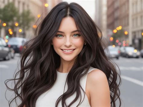 Sch Ne Frau Mit Schwarzen Haaren Und Blauen Augen Premium Foto