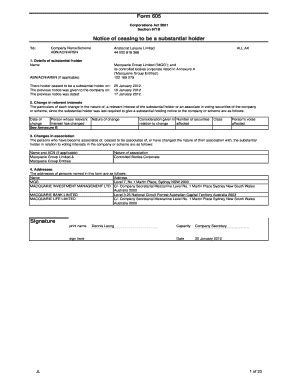 Fillable Online Signature Form 605 Notice Of Ceasing To Be A