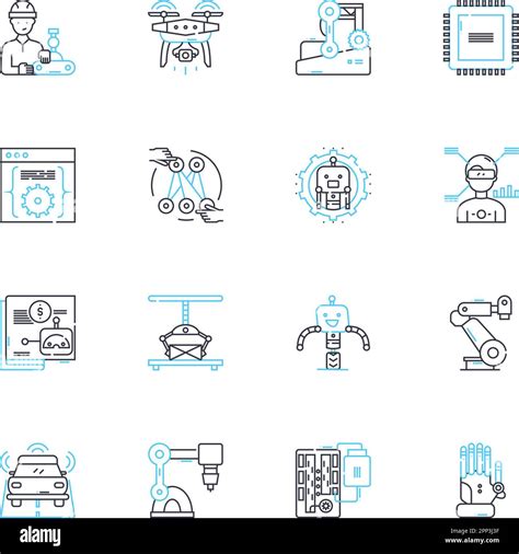 Digital Revolution Linear Icons Set Innovation Disruption