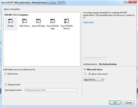c how to create new mvc5 project on vs 2015 enterprise edition stack overflow
