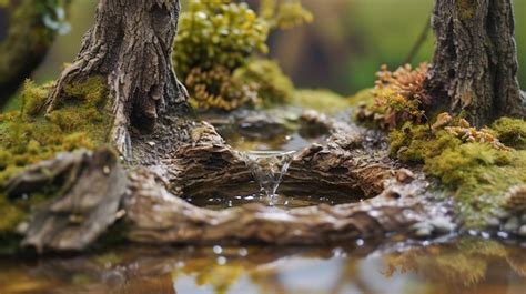 Bauen sie einen wassergang aus rinde oder holz und füllen sie ihn mit