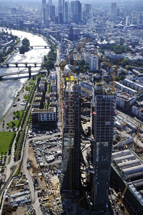 Frankfurt Am Main Aus Der Vogelperspektive Baustelle Hochhaus Neubau