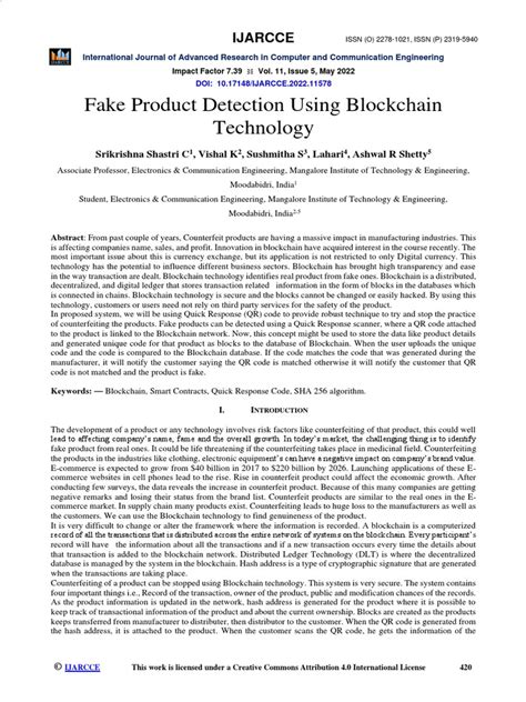 fake product detection on blockchain pdf qr code counterfeit